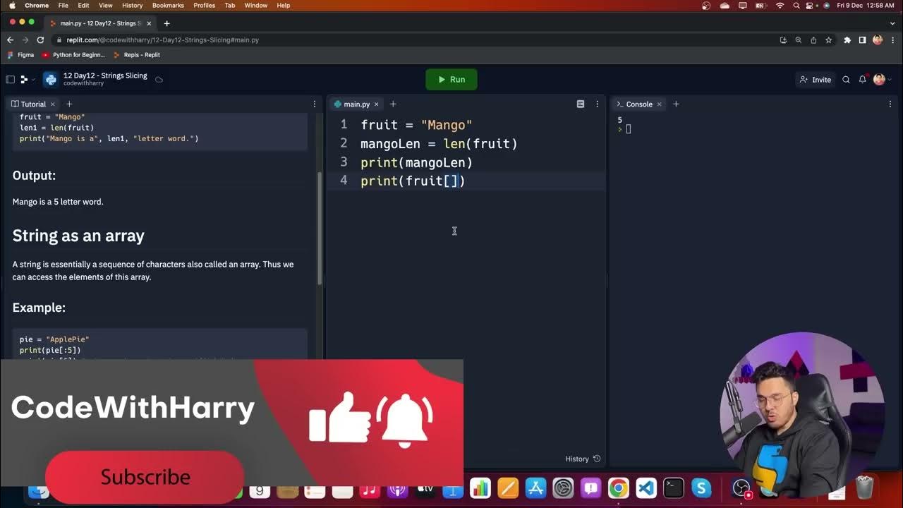 Strings Slicing and Operations on Strings in Python Python Tutorial Day #12 - YouTube