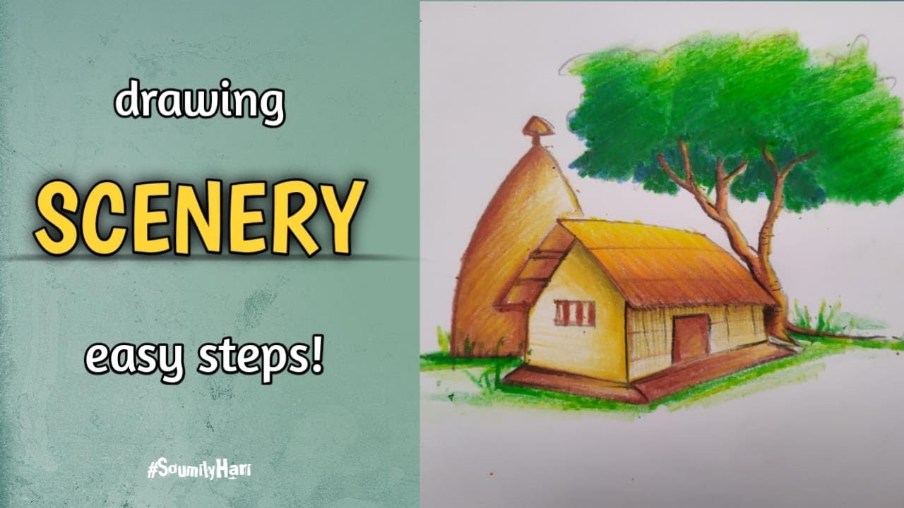 Drawing mini SCENERY|| Very easy steps || দৃশ্য আঁকা @Soumily_Hari_Art ...