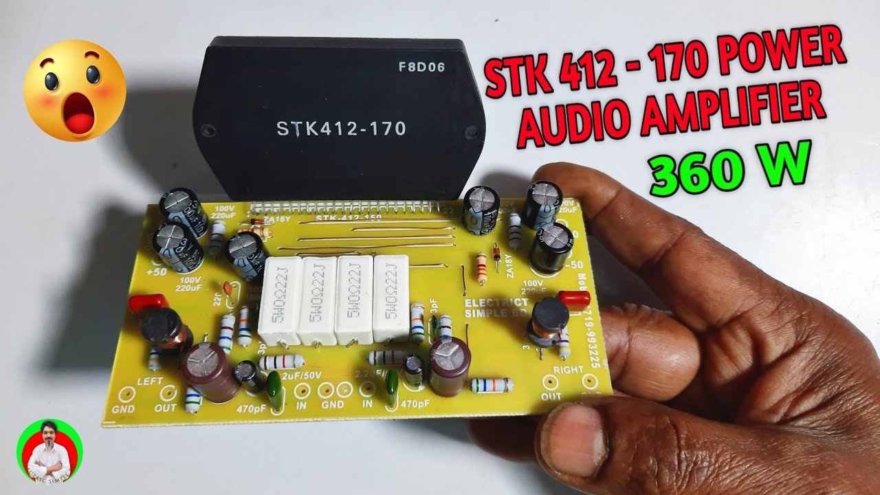 Stk 412-170 Ic Stereo Power Audio Amplifier 180Watt+180Watt - YouTube