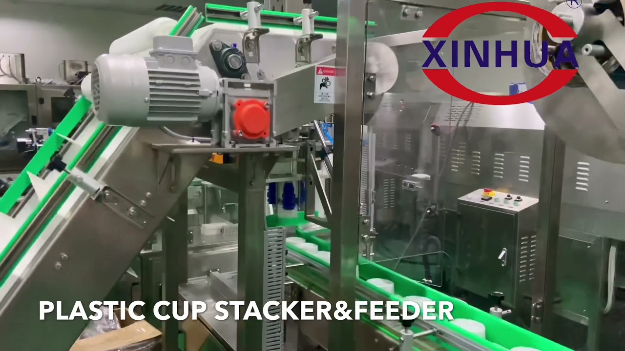 Plastic Yogurt Cup Stacking and Feeder Machine - YouTube