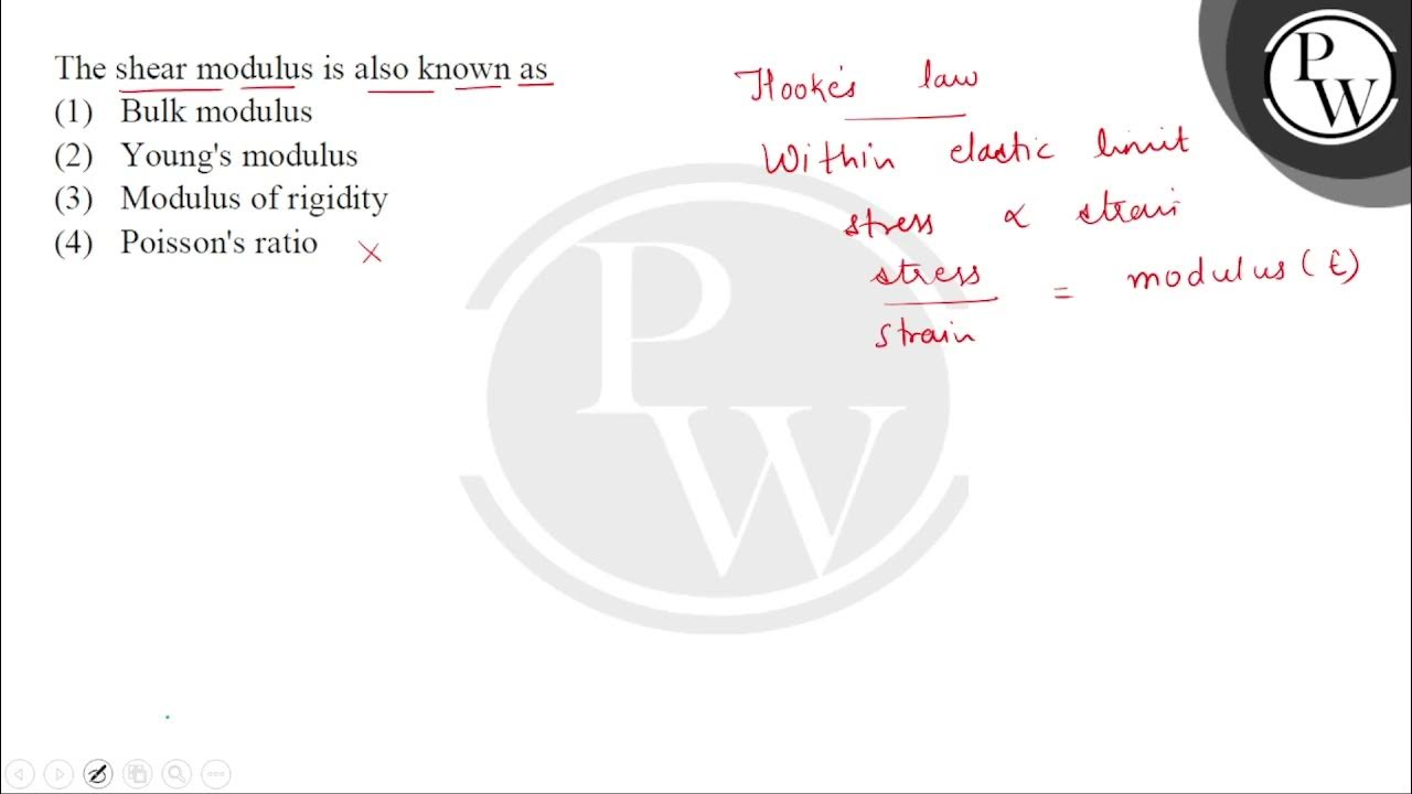 The shear modulus is also known as;.... - YouTube