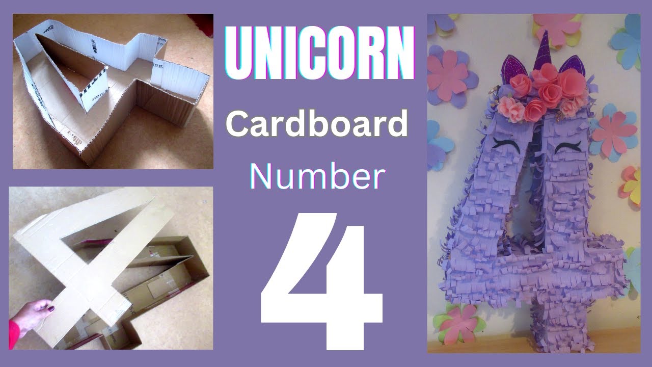 Unicorn Cardboard Number 4 / How to make number 4 with cardboard - YouTube