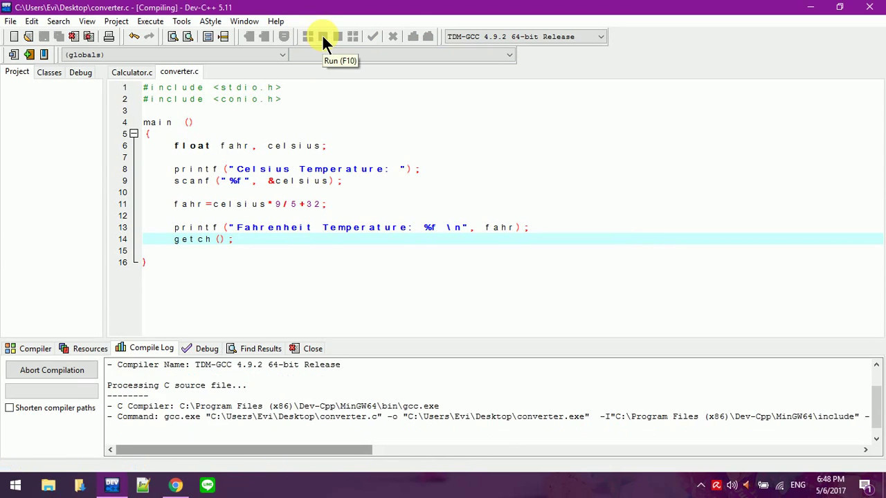 Example Of A Celsius To Fahrenheit Converter In C Language YouTube Example Of A Celsius To Fahrenheit Converter In C Language YouTube