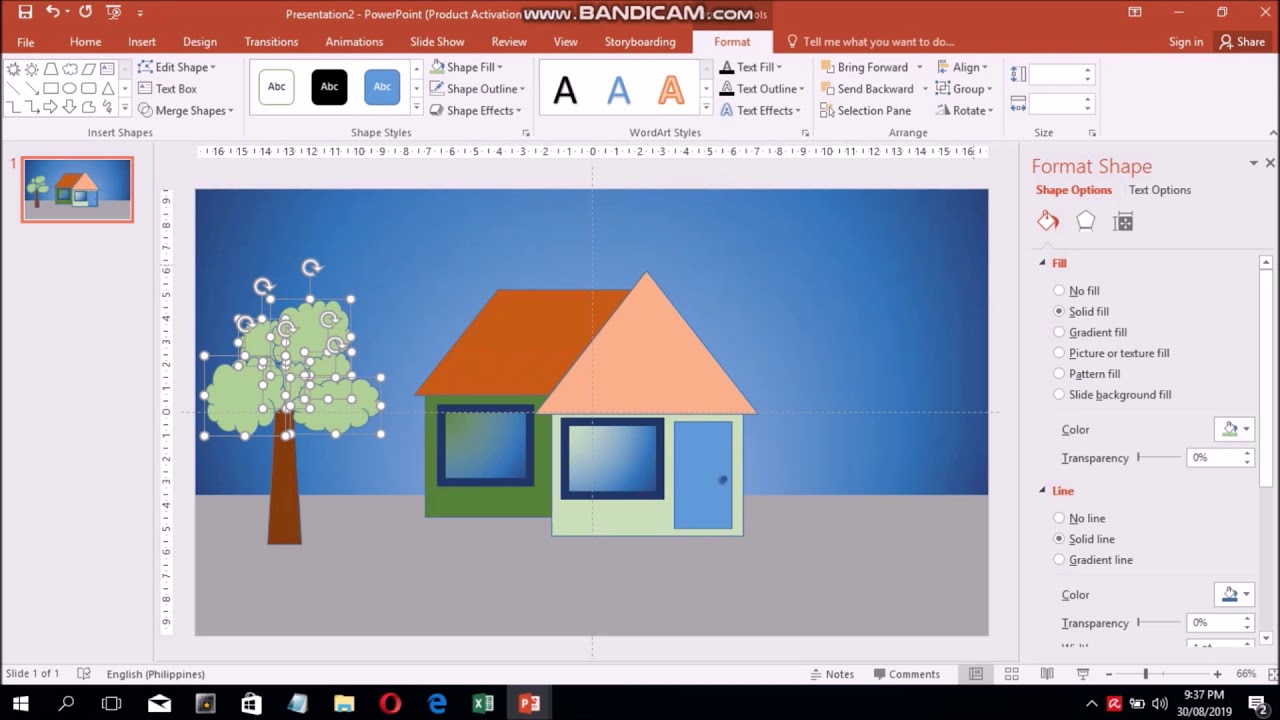 how to draw basic 2D image using shapes in ms powerpoint, and add some ...