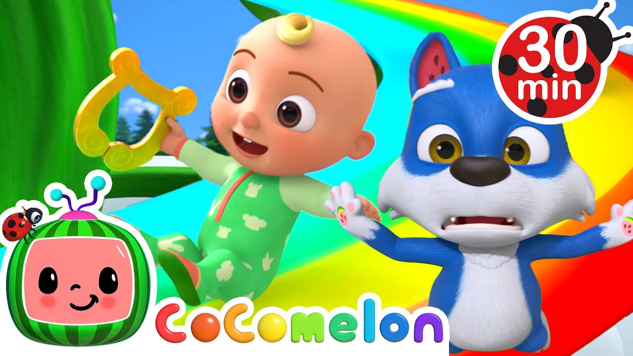 JJ Rides the Rainbow Road! | JJ and The Beanstalk Fairy Tale ...