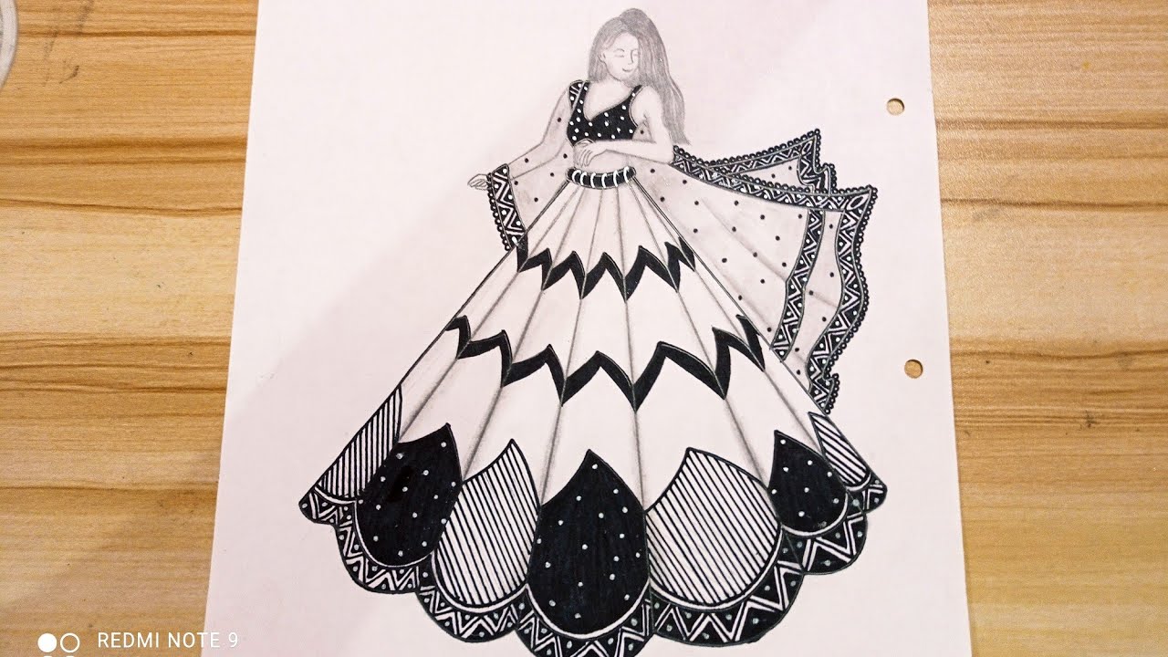 How to draw a girl with Beautiful traditional dress :-easy drawing||How ...