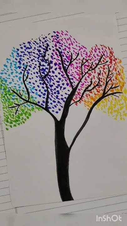 Easy drawing || Rainbow Tree || Art #youtubeshorts - YouTube