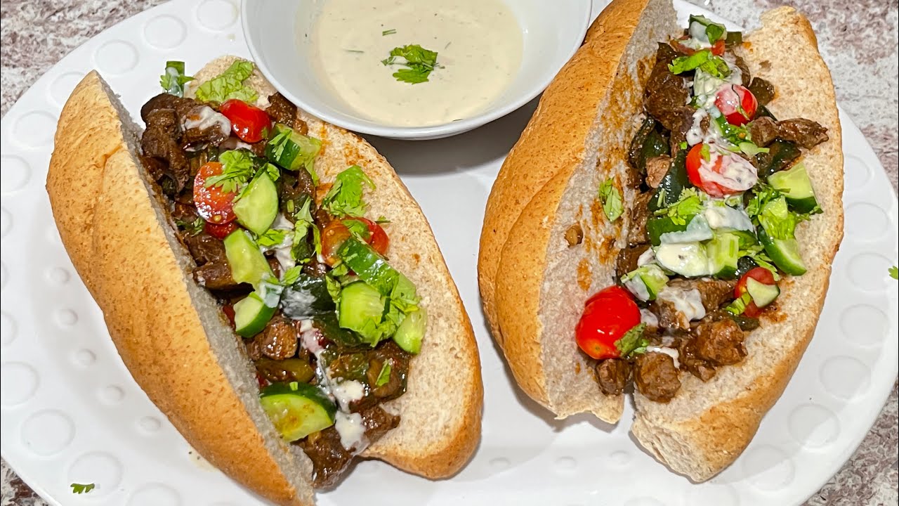 EASY AND DELICIOUS Beef Liver recipe || Liver sandwich Egyptian street ...