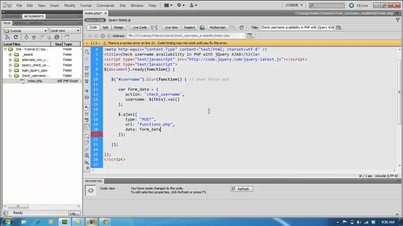 Check username availability in PHP with jQuery AJAX - YouTube