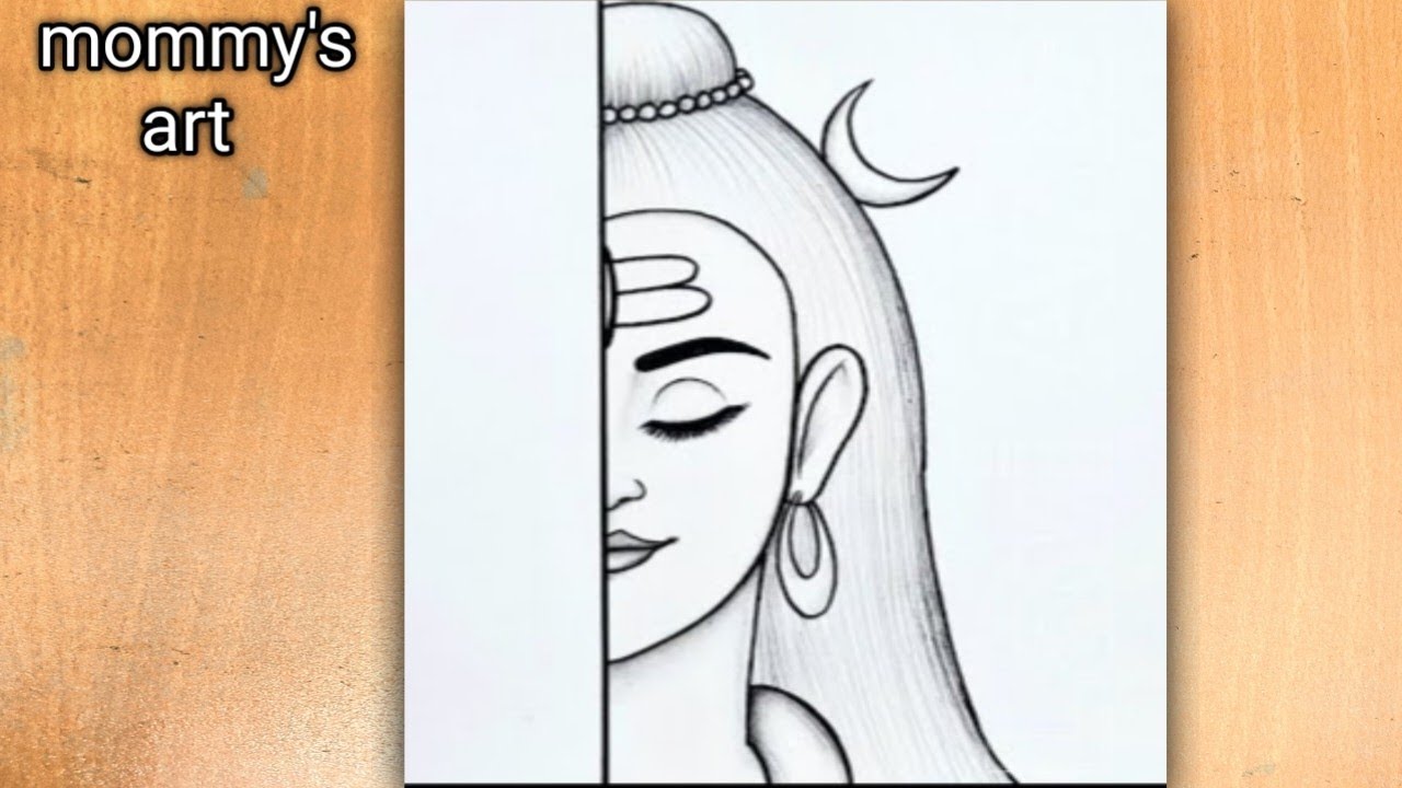 How to Make Mahadev half face drawing| Mahadev drawing| Lord Shiva ...