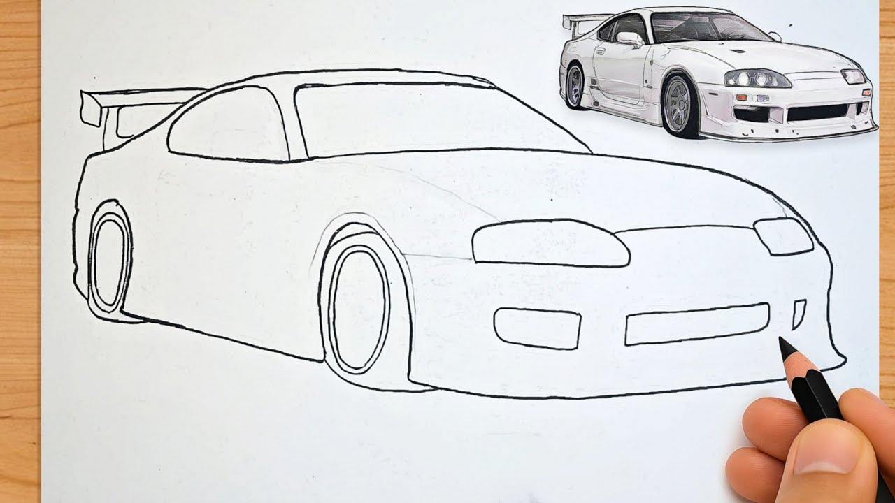 Toyota Supra Car Drawing || How to Draw SUPRA Step by Step 🔥(Part 2 ...