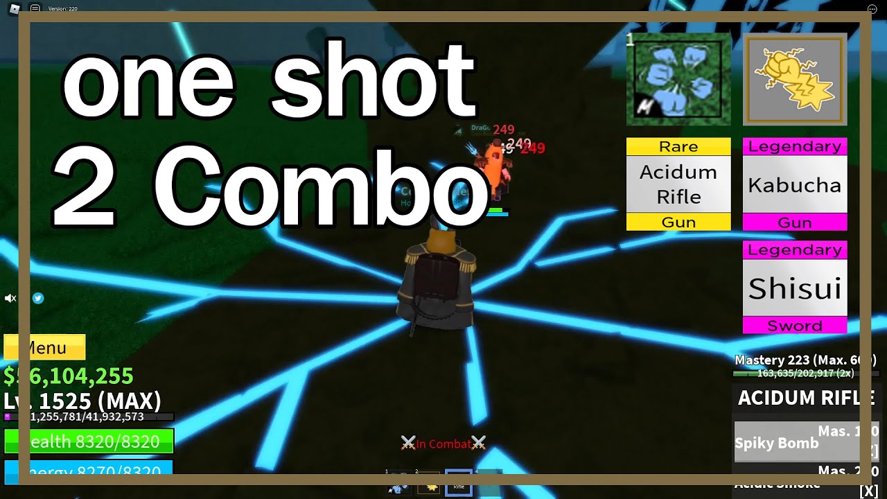 สอนคอมโบผลสั่นกับหมัดซุปเเละคาบูซะ,ซูซุย,ปืนพิษ one shot Roblox - YouTube