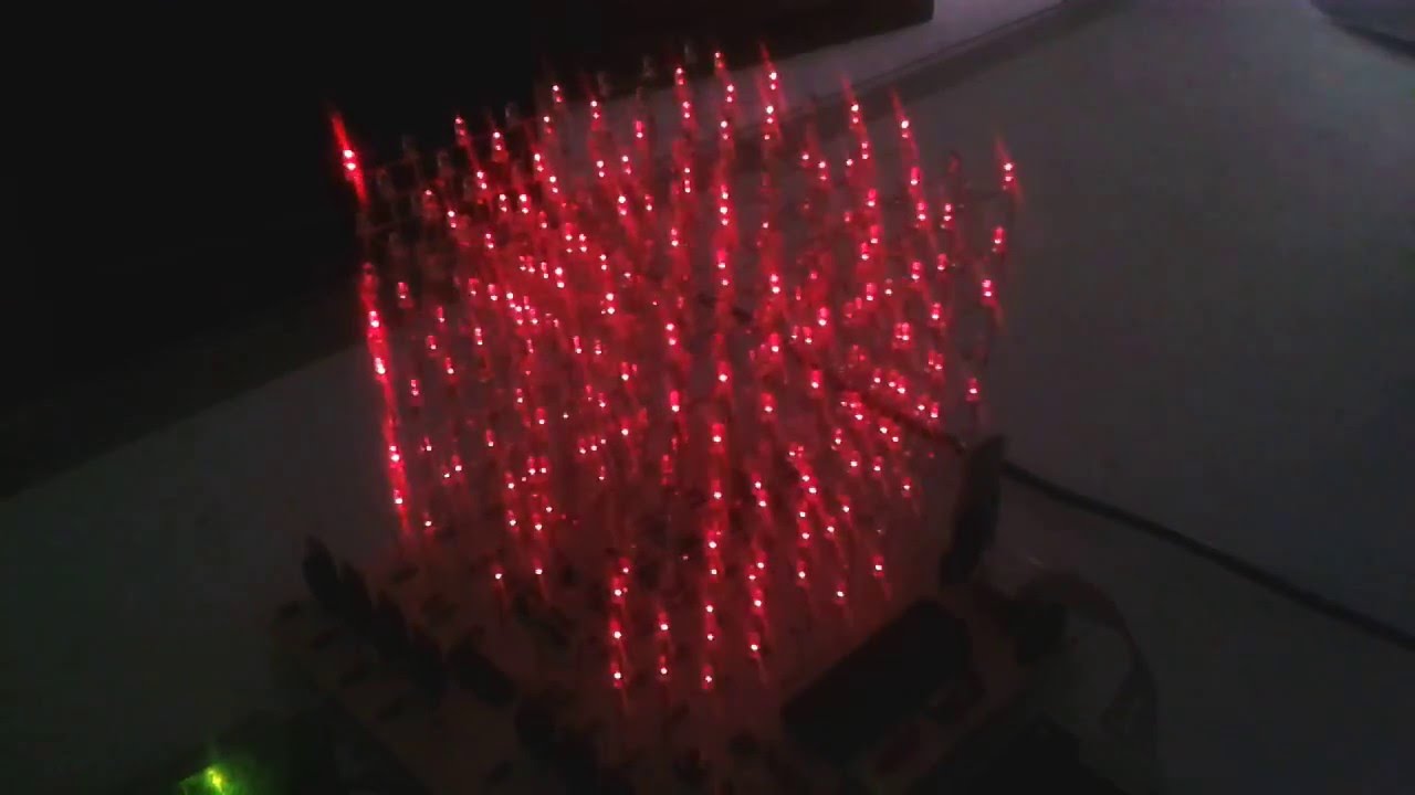Cubo de LEDs rojo de 8x8x8 con PIC16F877A diferentes efectos - YouTube