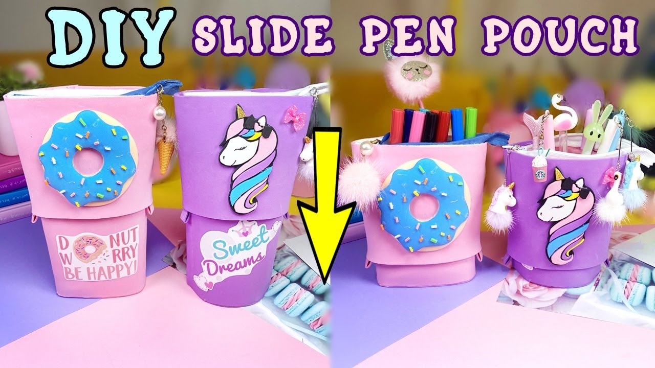 DIY CUTE ADCUSTABLE PEN POUCH IDEAS - BACK TO SCHOOL HACKS - Unicorn ...