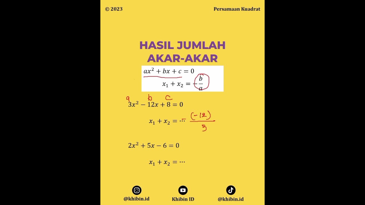 Hasil Jumlah Akar akar Persamaan Kuadrat YouTube Hasil Jumlah Akar akar Persamaan Kuadrat YouTube