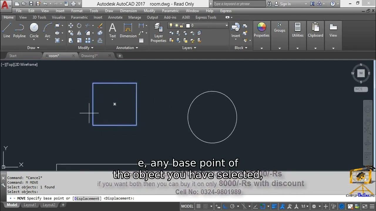 AutoCAD how to move object and AutoCAD copy command. - YouTube