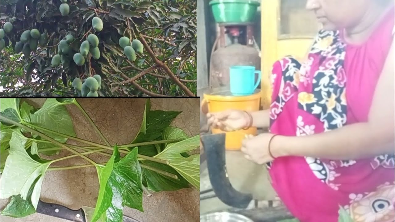 খারকোল পাতা বাটা/ঘ্যাটকোল।।#" village famous natural ghatkol pataa ...