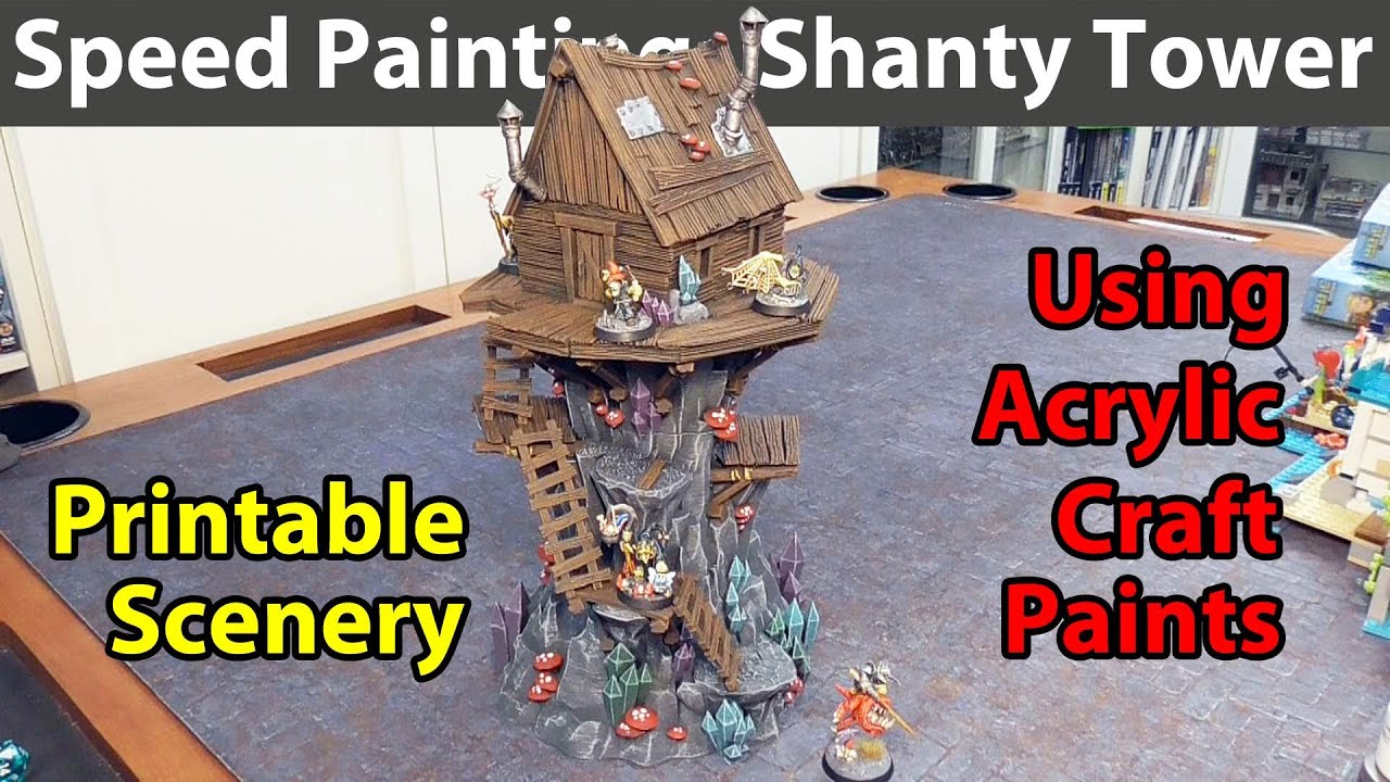 Speed Painting Shanty Tower from Printable Scenery - YouTube