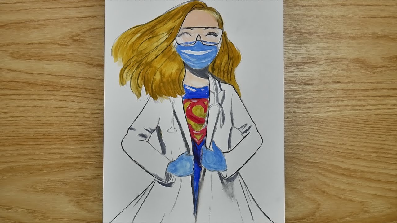 Draw a doctor wearing mask fights against coronavirus | Easy drawing # ...