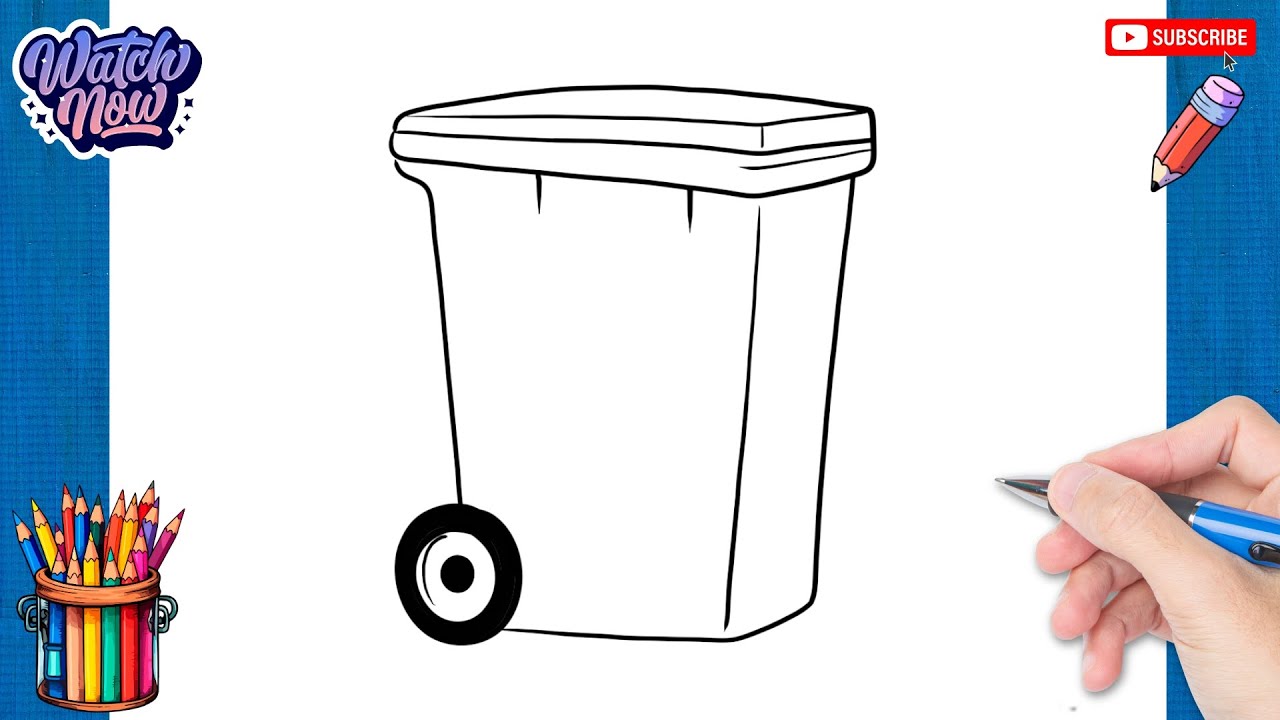 How to draw Trash Can - Household Item Drawing - YouTube