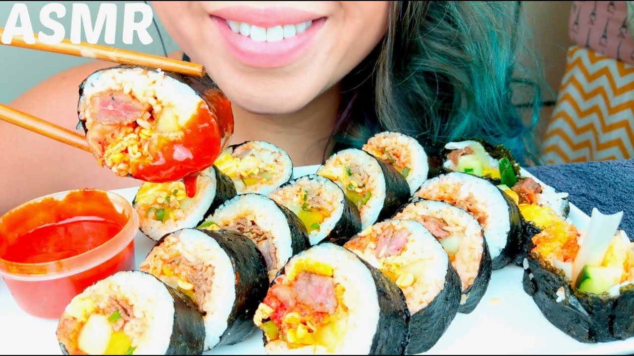 ASMR PRIME BEEF RIB KIMBAP / Korean Sushi Rolls 먹방 *No Talking ...