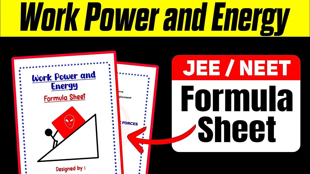 Class 11 Physics Formula Sheet of Work Power and Energy | Class 11 ...