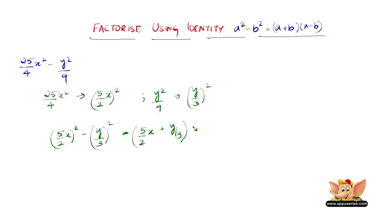 How To Factorise Using The Identity a2 b2 a b a b YouTube