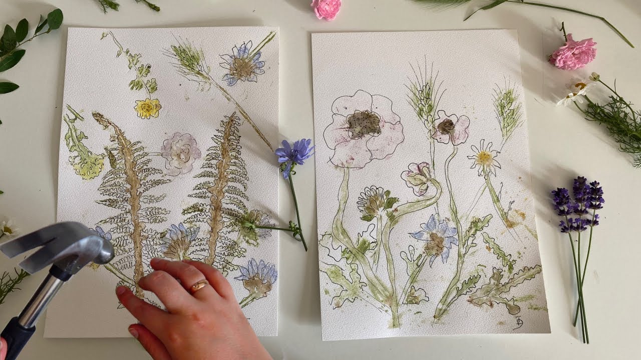 DIY: Flower Hammer Art. Pounding technique on paper - YouTube