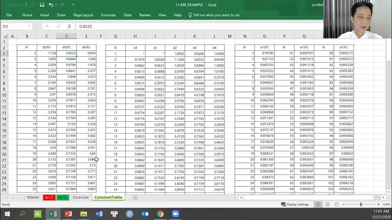SPC - Clip 17/65: Phương pháp xây dựng biểu đồ I-MR trong Excel (Giống Minitab 100%) - YouTube
