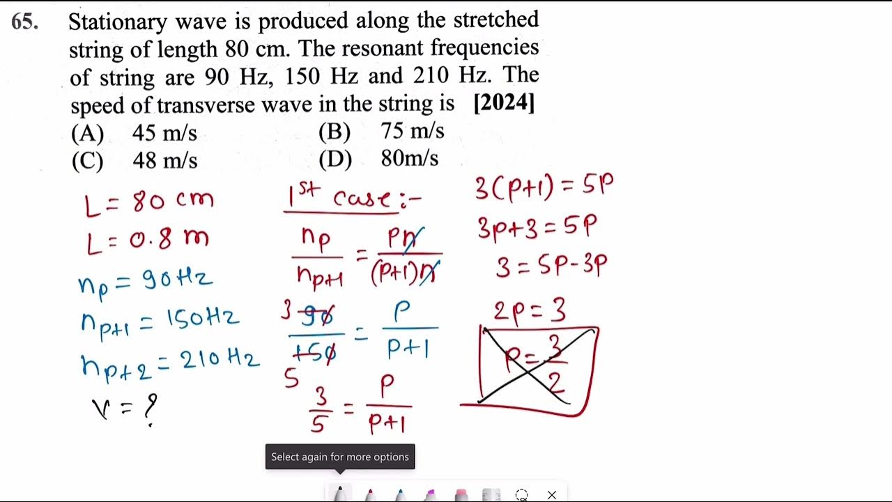 65.Stationary wave is produced along the stretched string of length 80 ...