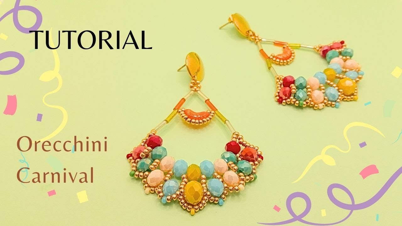 Tutorial orecchini Carnival / DIY easy colorful beaded teardrop earrings with crystals ...