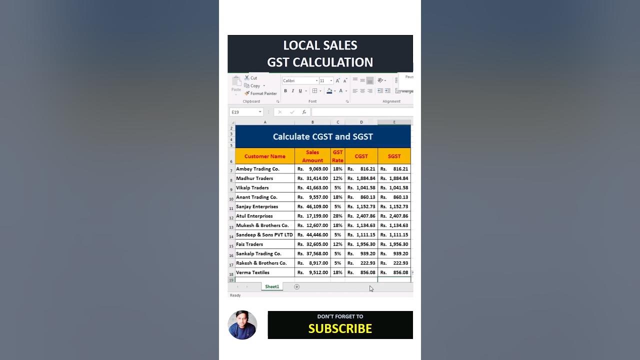 CGST SGST | GST Calculation in Excel | How to calculate GST - YouTube
