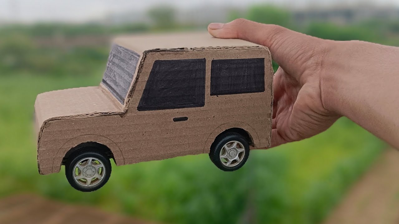 How to make cardboard car 🚗 with DC motor,3.7 volt battery and switch ...