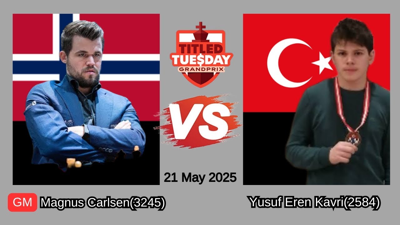GM Magnus Carlsen(3245) VS Yusuf Eren Kavri(2584) | Titled Tuesday ...