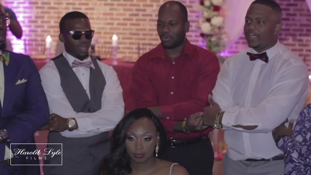 Groom Fraternity Stroll at Chris + Tequia During Reception - YouTube