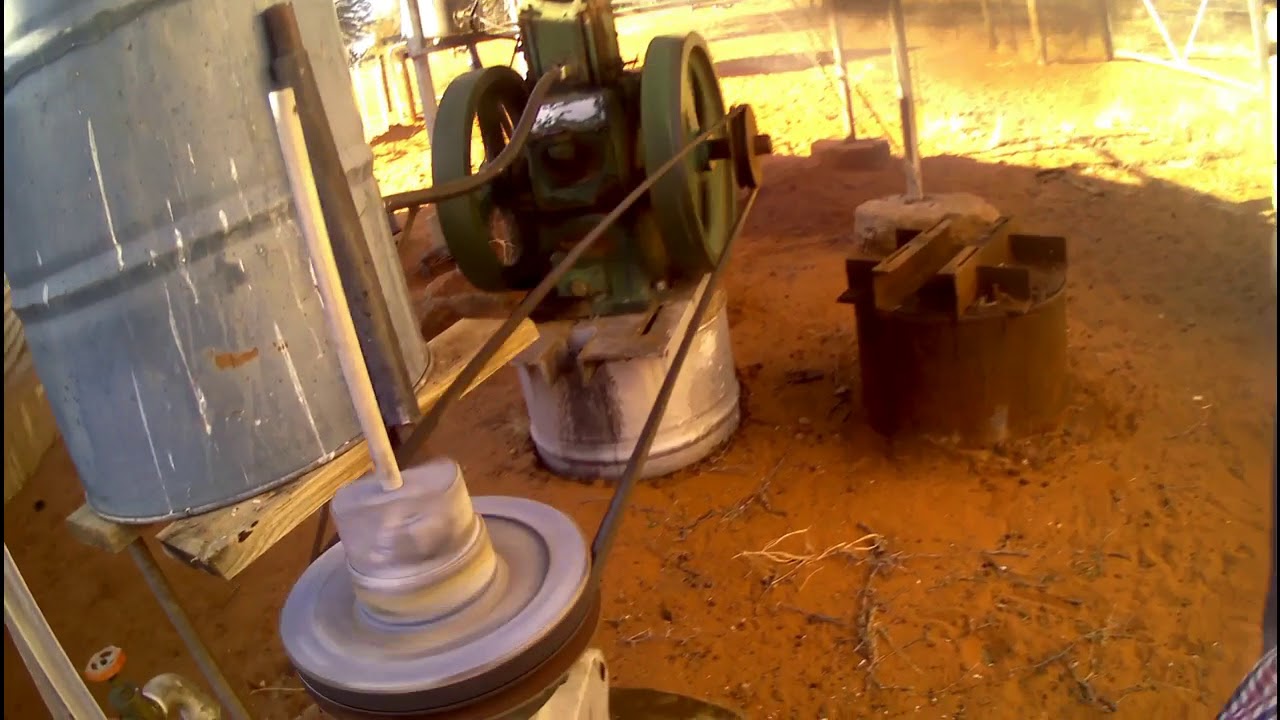 Lister engine running a water pump - YouTube