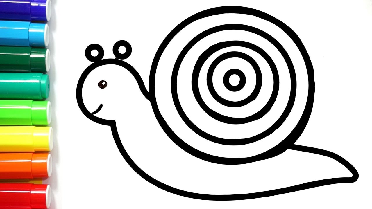 How to draw a snail for children /Cómo dibujar un caracol para niños ...