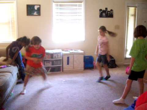 Girls having a dance contest at birthday party!