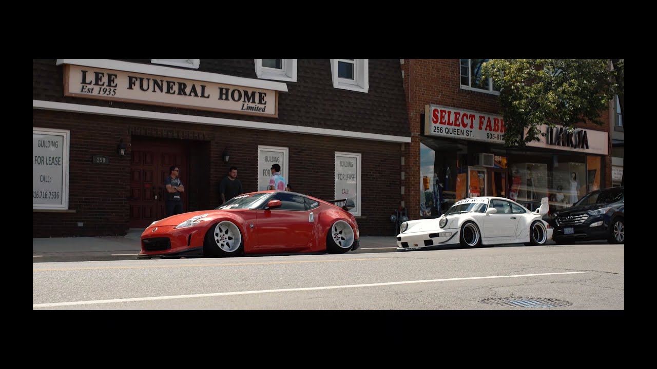Mike's Bagged 370z & Brandon's RWB Porsche - YouTube
