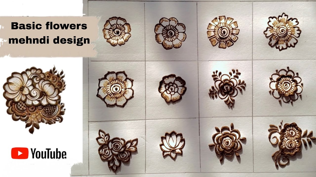 Basic flowers mehndi design 🌸 | 12 flowers mehndi design| @Nupur ...