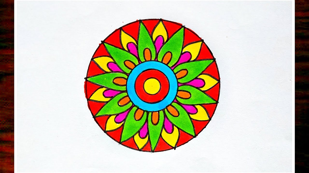 Onam Special Pookalam Design Drawing|How To Draw Rangoli For Festival ...