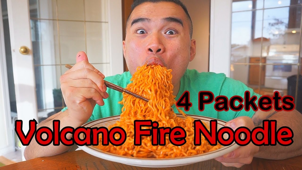 VOLCANO FIRE NOODLE CHALLENGE - YouTube