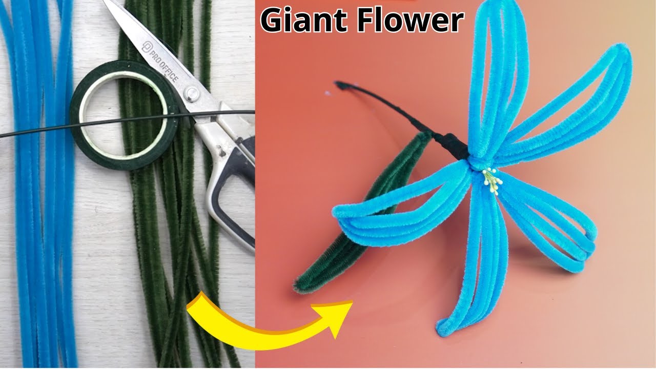 Instructions on how to create a giant flower - pipe cleaners - YouTube