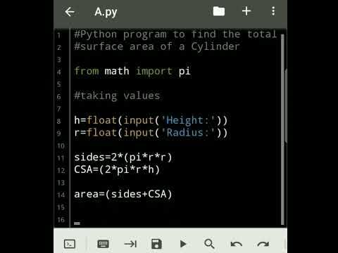 Find the total surface area of a #Cylinder in #Python - YouTube