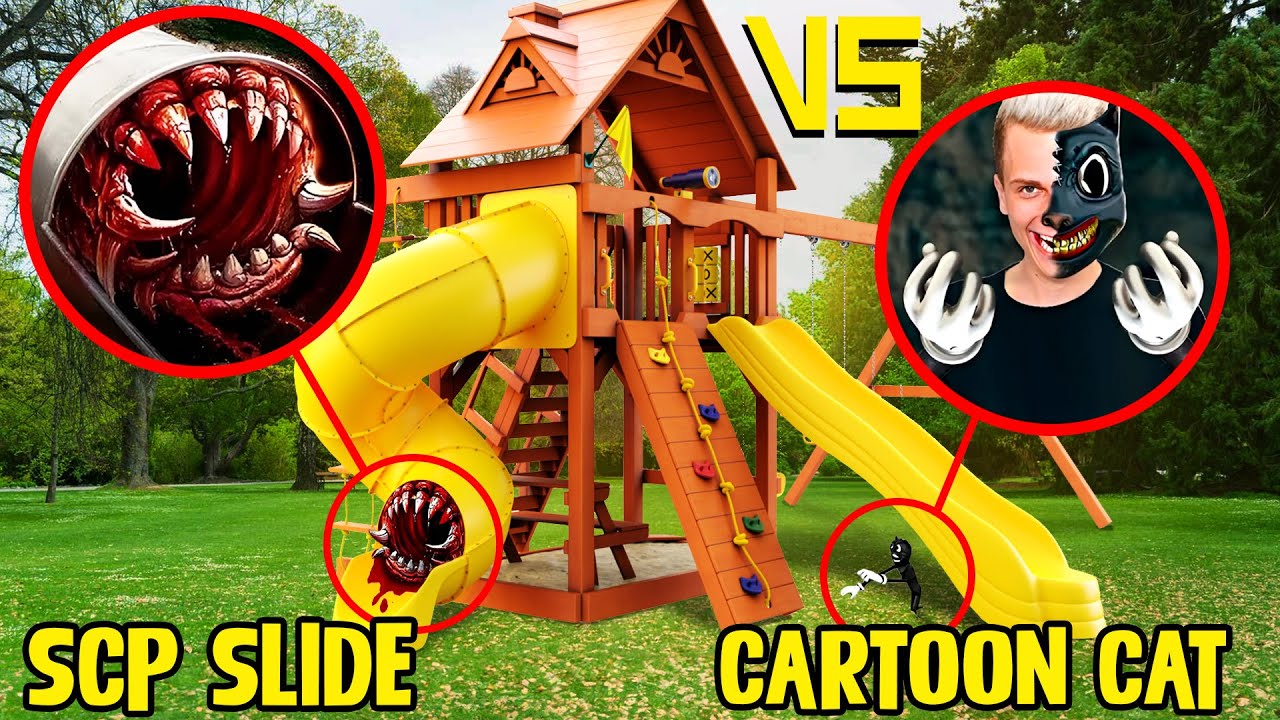 SCP SLIDE vs CARTOON CAT Bruno! CARNIVOROUS SLIDE SCP l'a mangé ? - YouTube