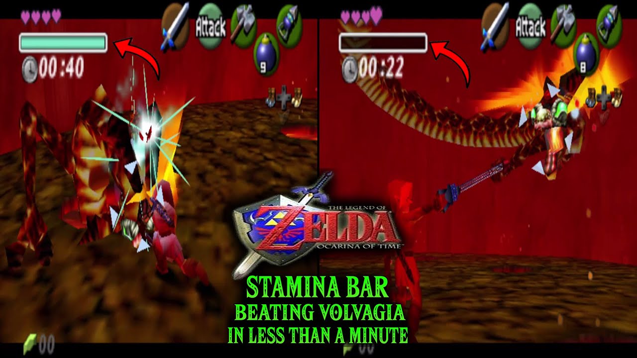 the legend of zelda STAMINA BAR beating VOLVAGIA in less than a MINUTE ...