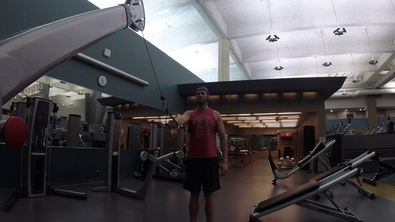 Cable machine shoulder extension front view - YouTube