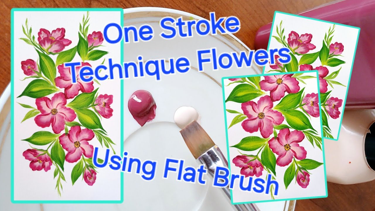 One stroke technique Flowers painting Ideas # Easy painting using Flat ...