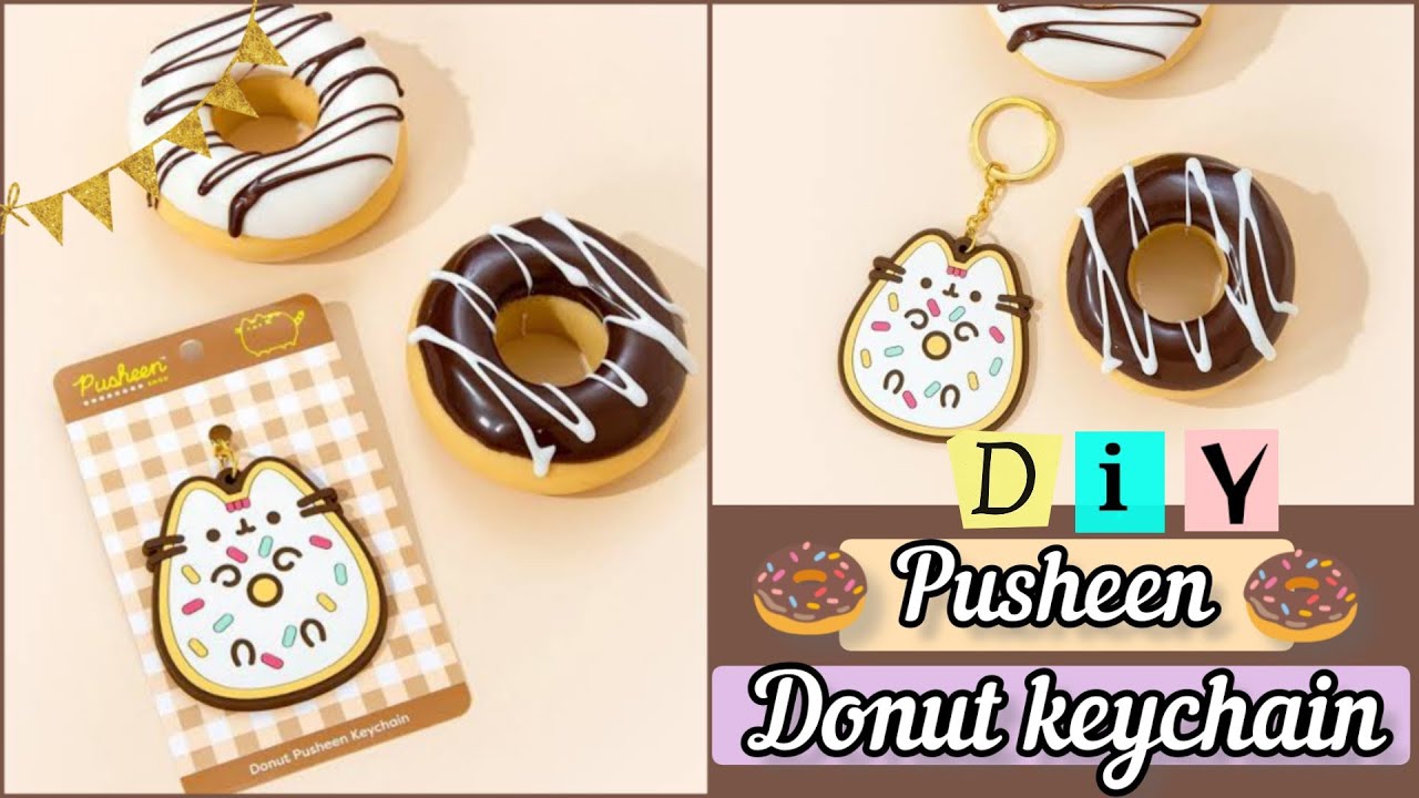 Diy Pusheen Donut keychain/Handmade keychain idea/paper craft 🍩🍩 - YouTube