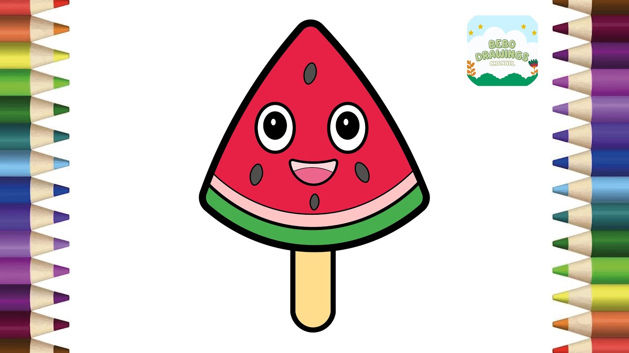 How To Draw A Cute Watermelon Ice Cream Easy Step By Step | Ice Cream ...